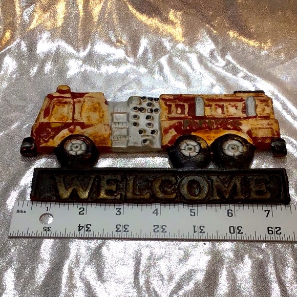 Vintage | Accents | Antique Fire Truck Cast Iron Welcome Sign | Poshmark